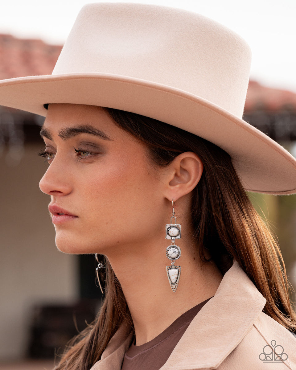 Rustic Reputation - White Earrings - Paparazzi Accessories ...